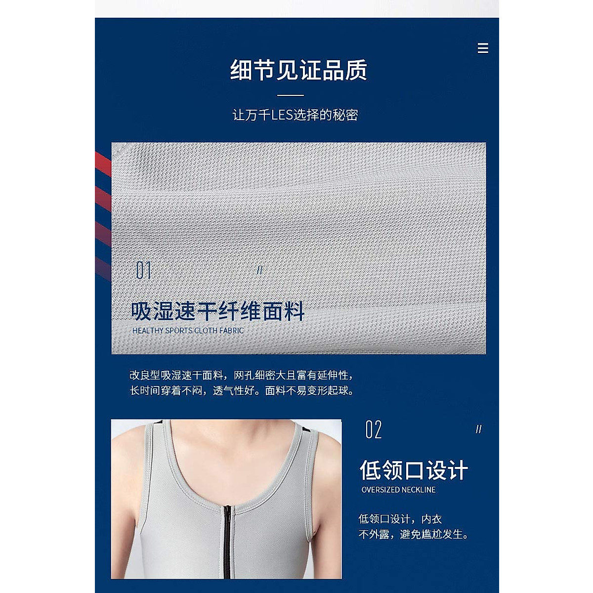 Chest Binder Zipper Up IceSilk Tank Top Vest for Tomboy Trans Lesbian(Gray,XL)