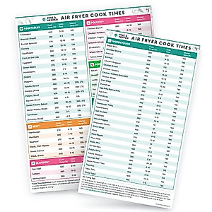Pine & Pepper Air Fryer Magnetic Cheat Sheet | Instant Pot Accessories | Air Fryer Cooking Times Chart - Quick Reference Guide for Cooking & Frying 88 Foods, Water Resistant, Easy to Clean