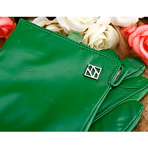 NappaNovum Women's Classic Italian Nappa Leather Gloves Lambskin Winter Comfort Lining Fashion Gloves (Touchscreen or Non-Touchscreen) (M, Green)