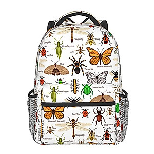 Insect School Computer Backpacks Book Bag For Boys Girls Travel Hiking Camping Daypack