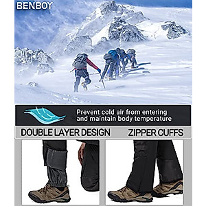 BenBoy Mens Snow Bibs Ski Pants Softshell Waterproof Insulated Ripstop Snowboarding Overalls Winter,HXK8118M-Black-XL Darkblack