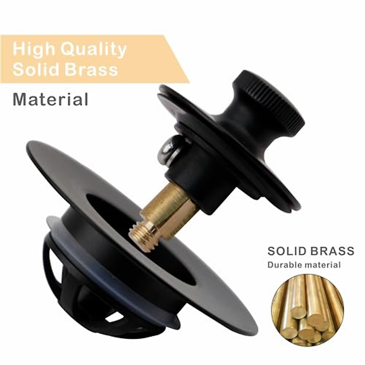 Black Universal Bathtub Drain Stopper Lift and Turn Conversion Kit, Wellup Bath Tub Drain Stopper with Easy to Install, Replaces Tip-Toe and Lift and Turn, Trip Lever drains for Tub (Matte Black)