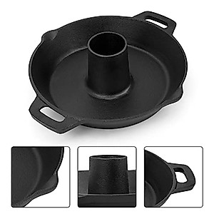 Onlyfire Universal Cast Iron Chicken Roaster, Pre-Seasoned Poultry Roaster Beer Can Turkey Holder with Roasting Pan for Most Grills and Oven