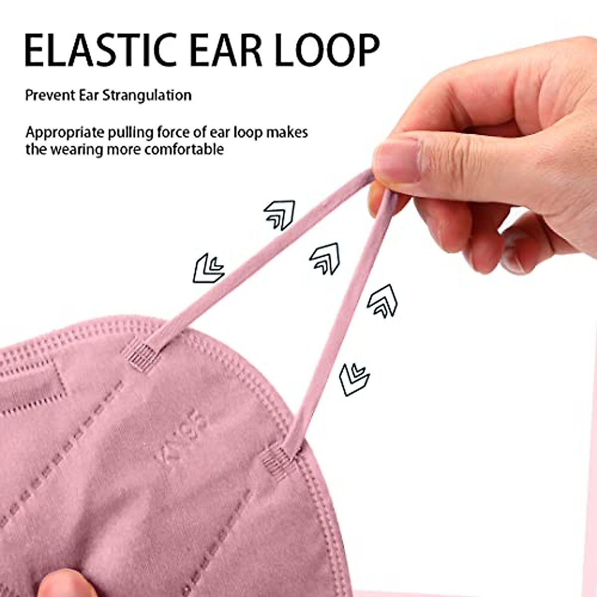 60PCS KN95 Face Mask 5 Layer Cup Dust Safety Masks Protective Face Shield with Adjustable Nose Clip Earloop for Adult Black Dusty Rose