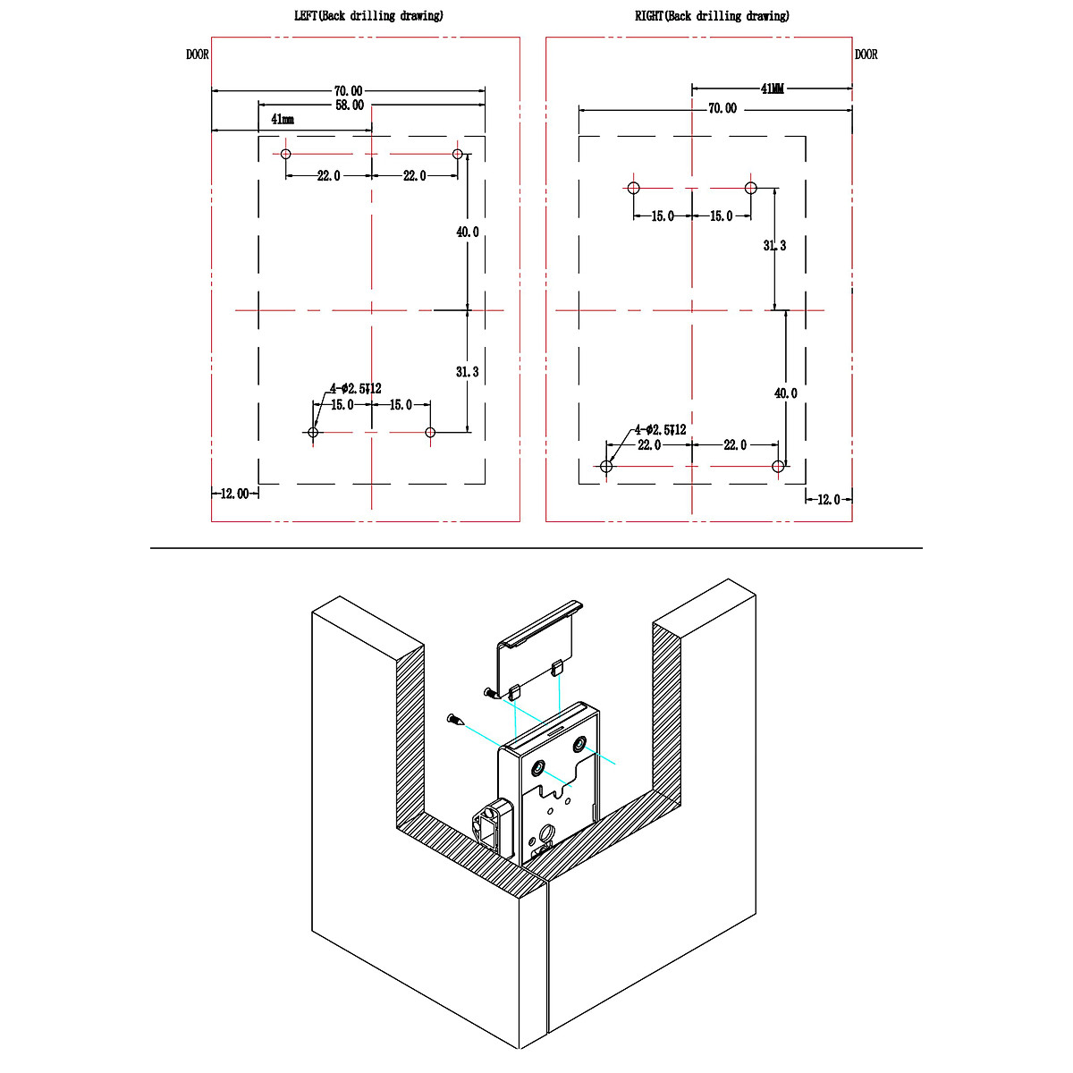 Armstrong RFID Lock, Hidden Lock Plunger Style