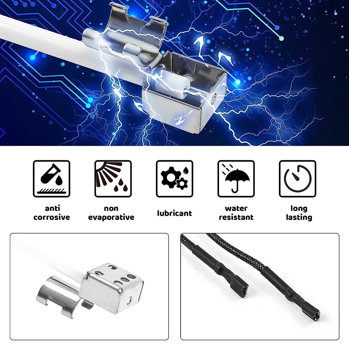Uniflasy Grill Igniter Kit,Electronic Ignition Module and Switch Button with Wires for Charbroil Ignitor, Replacement for CharBroil Ignition Systems and Most CharBroil Gas Grills,5 Outlets