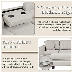 Yoglad Living Room Furniture Set, Sectional 5-Seater Sofa with Reversible Chaise, Corner Sofa Set with Ottoman, L Shaped Couch for Apartment, Living Room (104.5 Inch Linen, Light Gray)