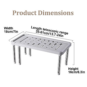 Atkits Adjustable Shelf Organizer Expandable Under Sink Organizer and Storage Multi-Use Under Kitchen Cabinet Storage Shelf,White