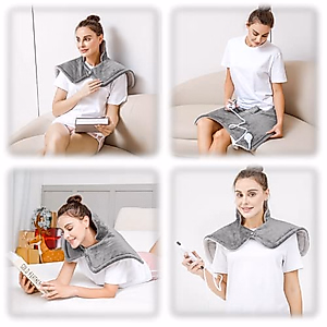 Weighted Heating Pad - Pads for Neck and Shoulders,2lb Large Electric Heated Neck Shoulder,for Back/Waist/Abdomen Pain relief,6 Heat Settings 4 Auto-Off,Washable,22.8×16.5"