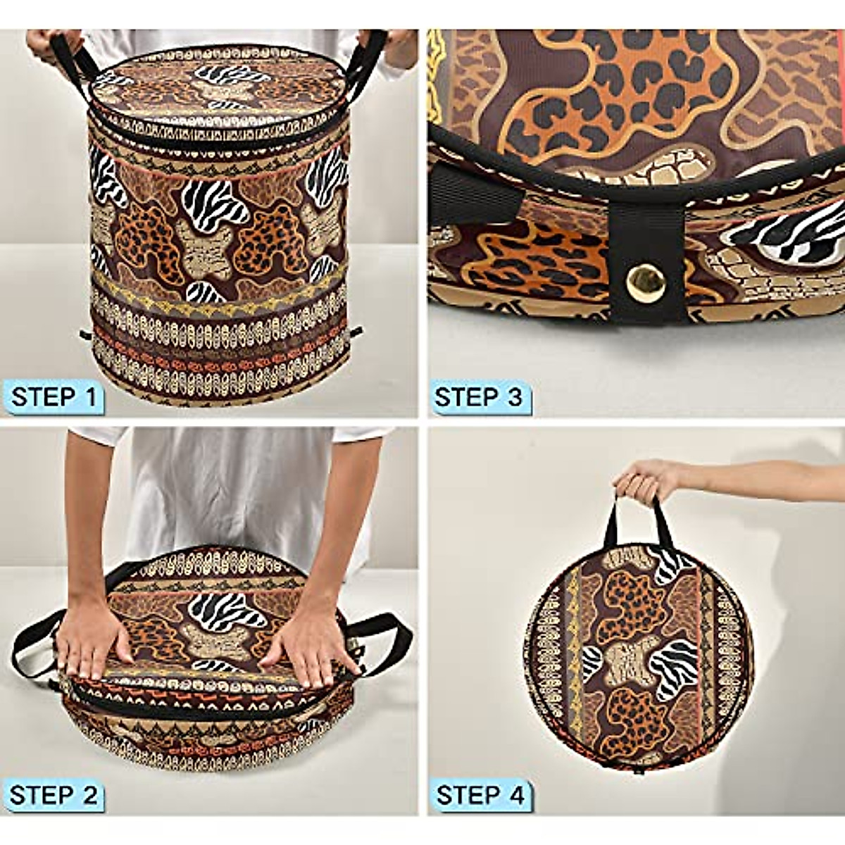 ALAZA 50 L Folding Pop-Up Clothes Hampers, Animal Prints Tiger Stripes Leopard Spots Reptile Skin Snake Wavy Laundry Basket for Room, College Dorm or Travel