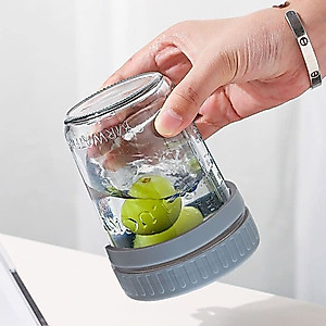 CGHWBEA Overnight Oats Container - Yogurt Oatmeal Glass Canning with Lids and Spoon, 10 oz Cereals, Milk, Fruit Salad, with Measurement Marks (grey)