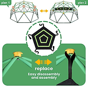 SMkidsport Dome Climber with Canopy, 10 FT Climbing Dome for Kids,1000 LBS Capacity, Rust and UV Resistant Steel, Be Applicable Garden, Backyard, Playground and More Indoor/Outdoor Places (Green)