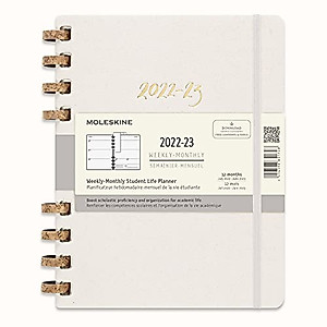 Moleskine Spiral 12 Month 2023 Academic Year Planner, Hard Cover, XL (7.5" x 9.75"), Oyster