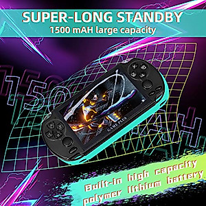 Handheld Game Consoles for Kid and Adult, 5.1 Inch HD Screen Dual Joystick with 8GB 3000+ Free Games GBC/GBA/FC/MD/Arcade, Support TV Out/Movie/Video/Music/Record/Save Game Progress, (Black)