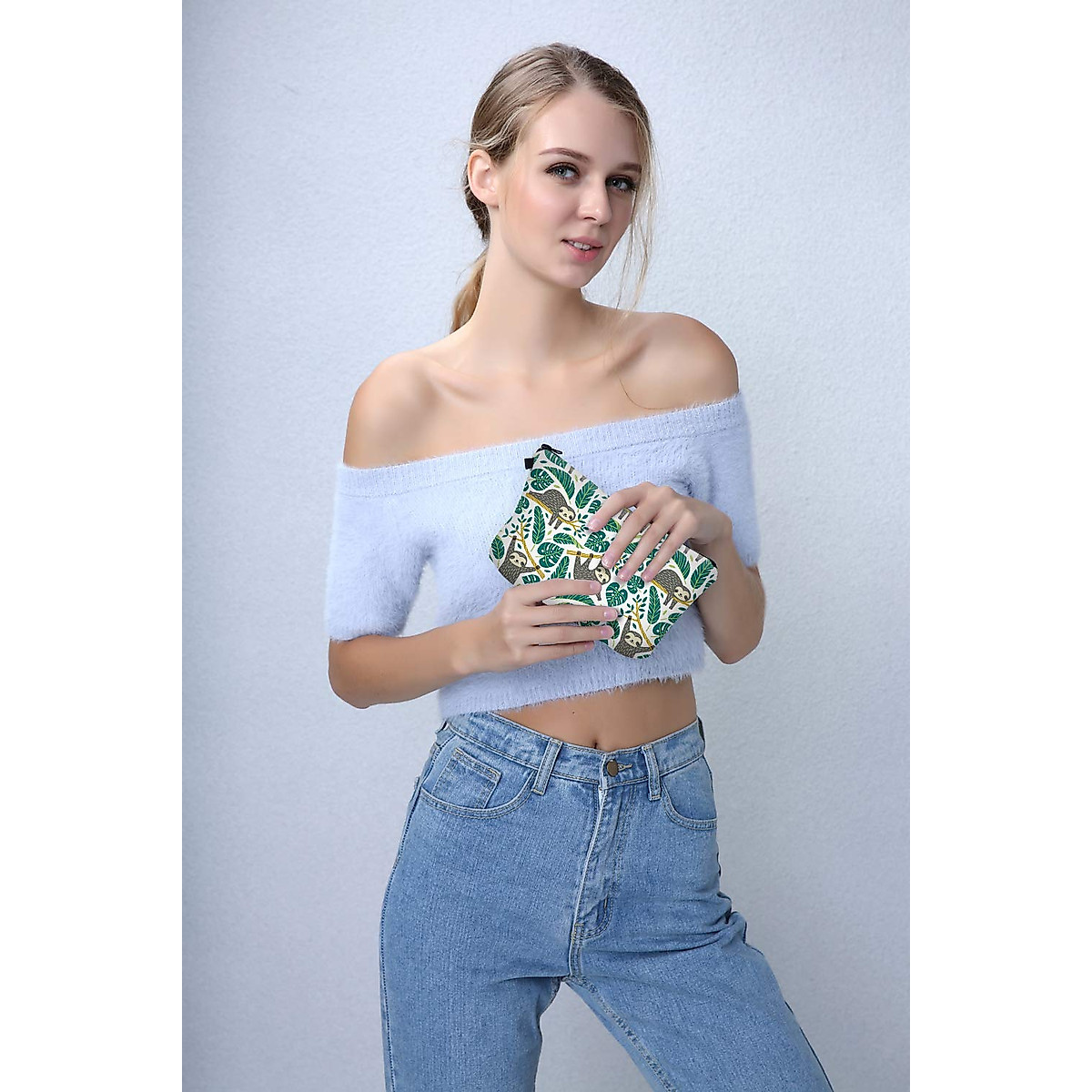 LOOMILOO Cosmetic Bag for Women, Adorable Roomy Makeup Bags Travel Water Resistant Toiletry Bag Accessories Organizer Sloth (Sloth 51476)