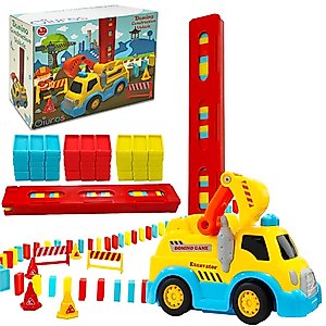 Domino Train, Domino Blocks Set, Domino Construction Vehicle Toys, Building and Stacking Toy Blocks Domino Set for 3-7 Year Old Toys, Boys Girls Creative Gifts for Kids