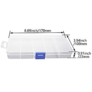 Jutagoss Plastic String Organizer Box With Dividers, 6.69x3.94x0.91 inch, 15 Mpartment Craft Storage Containers, 1PCS Bead Tackle Bolt Screw Small Parts Rock Collection Box.