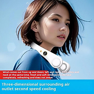 Generic Portable Hanging Neck Fan with 5 adjustable speed gears, Rechargeable Battery, Supports Charging Port, for Running, Cycling, Hiking, Camping, Traveling, In Door and Out Door Use, Standard