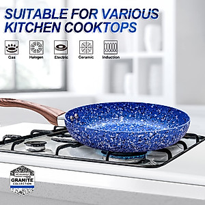 MICHELANGELO Small Frying Pan with Lid, 8 Inch Frying Pan with 100% APEO & PFOA-Free Stone-Derived Nonstick Interior, Stone Frying Pan, Small Egg Pan 8 Inch, Granite Frying Pan Nonstick - 8 IN