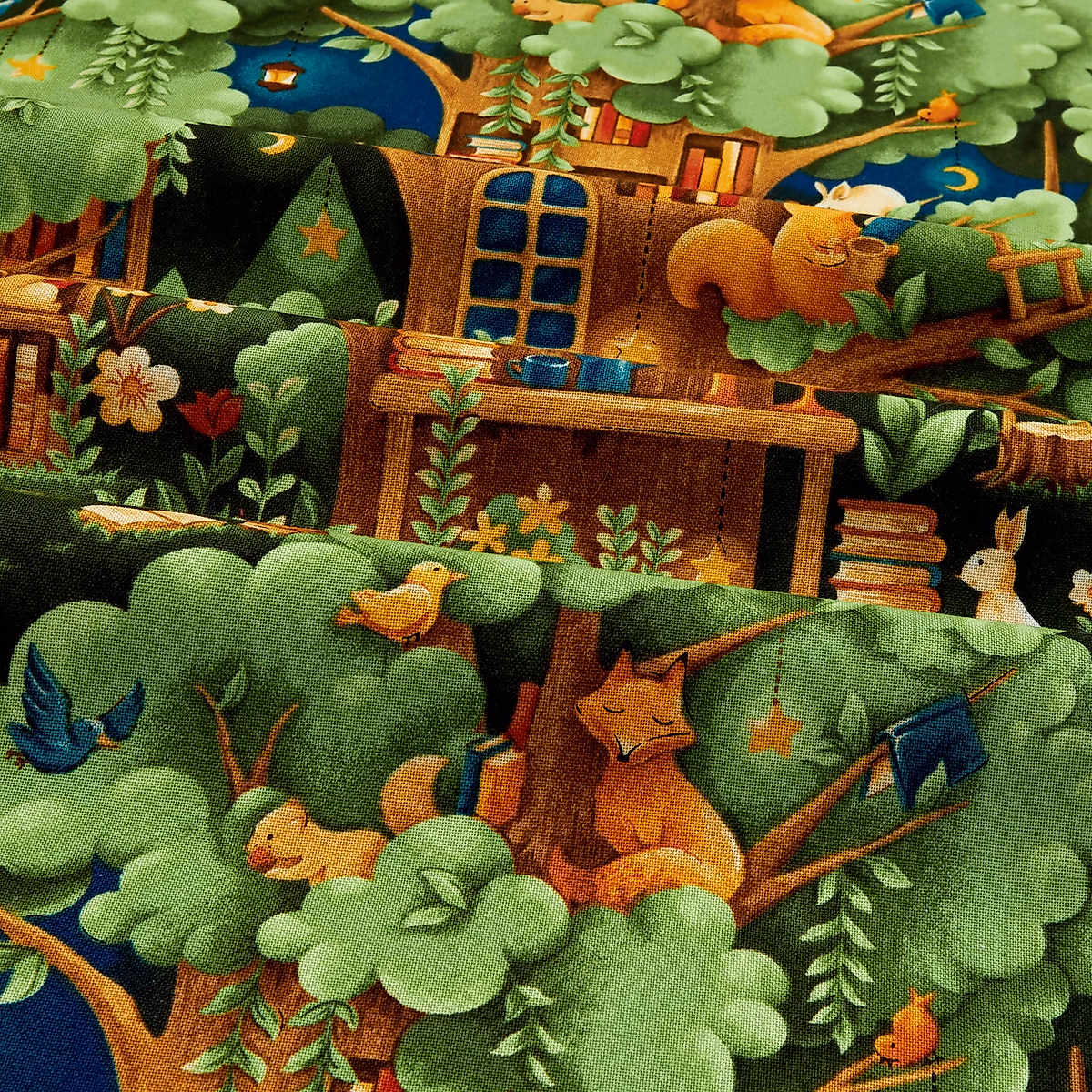 Paintbrush Studios Forest Fables Animal Village Green, Quilting Fabric by the Yard