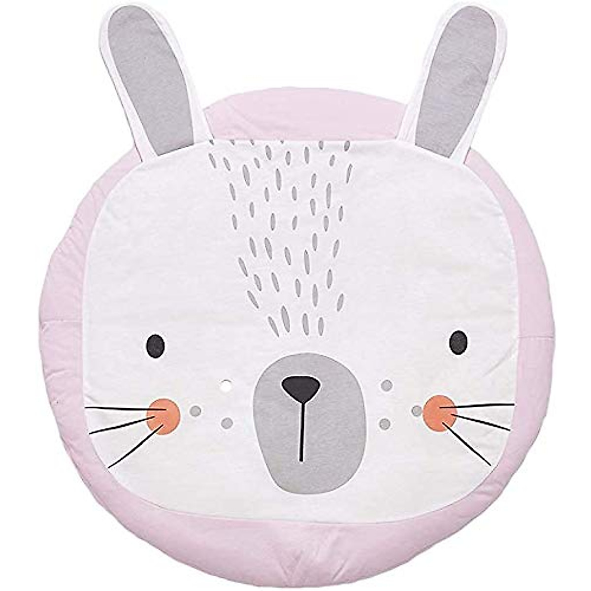 Lacomfy Nursery Rug Round Baby Rug Pink Rabbit Mat Cartoon Animal Sleeping Rugs for Girls, Children Game Mat Cotton Floor Play Mat Blanket Play Carpet for Girls 37.4in (Rabbit-Pink)