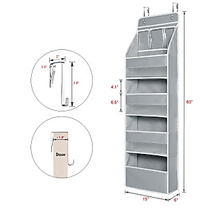 Univivi Door Hanging Organizer Nursery Closet Cabinet Baby Storage with 4 Large Pockets and 3 Small PVC Pockets for Cosmetics, Toys and Sundries (Grey)