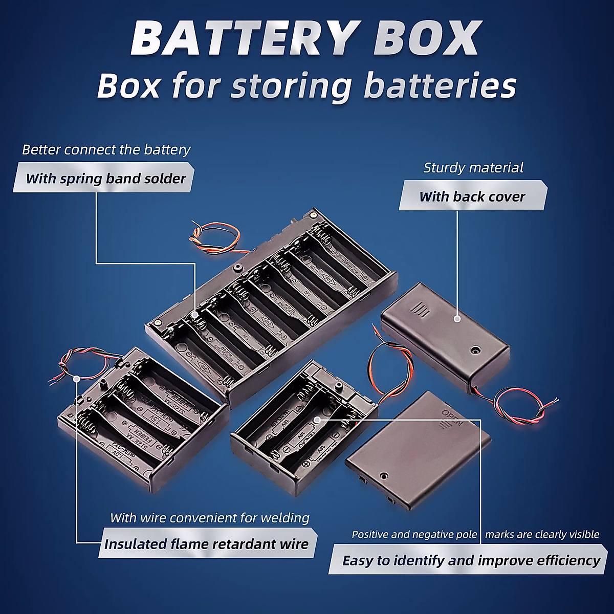 DaFuRui[7 Pack 4 Types AA Battery Holder with Switch;2Pcs 2x1.5V AA,1Pcs 3x1.5V 3 AA,2Pcs 4x1.5V AA and 2pcs 8x1.5V AA Battery Storage Box Case with Wire Leads