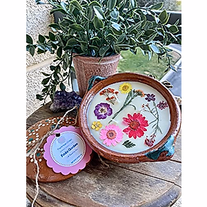 Frida Garden Cazuelita Candle Up Cycle Mexican Pottery Candle Bowl with Lid