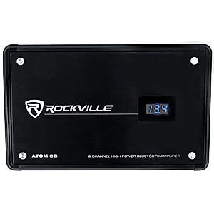 Rockville ATOM 8B 8 Channel 3500 Watt Marine/Boat Amplifier Bundle with Rockville RWK42 4 Gauge 4 Chan Car Amp Wiring Installation Wire Kit & Rockville RTR172 17 Foot RCA Cable Split Pin (3 Items)