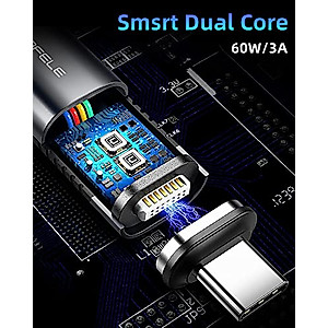 USB C to USB C Cable,60W 3A Fast Magnetic Charging Cable,CAFELE 2 Pack Type C to Type C Nylon Cable Fast Charge for Samsung Galaxy S10 S10+ / Note 8, LG V20 and Other Type C Charger (Blue)