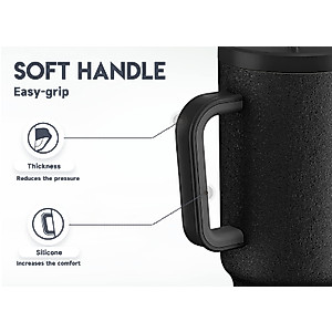 Meoky 40oz Tumbler with Handle, Leak-proof Lid and Straw, Insulated Coffee Mug Stainless Steel Travel Mug, Keeps Cold for 34 Hours or Hot for 10 Hours (Night)