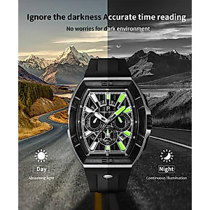 PC PARAS CROWN Mens Watches Luxury Tonneau Quartz Watch for Men Japanese Movement Waterproof Sport Watch, Gifts for Men