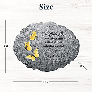 Let's Make Memories Personalized Sympathy Stepping Stone - I Am Free - Condolence & Memorial Gift - Customize with Message -11”Lx6”Wx3”D