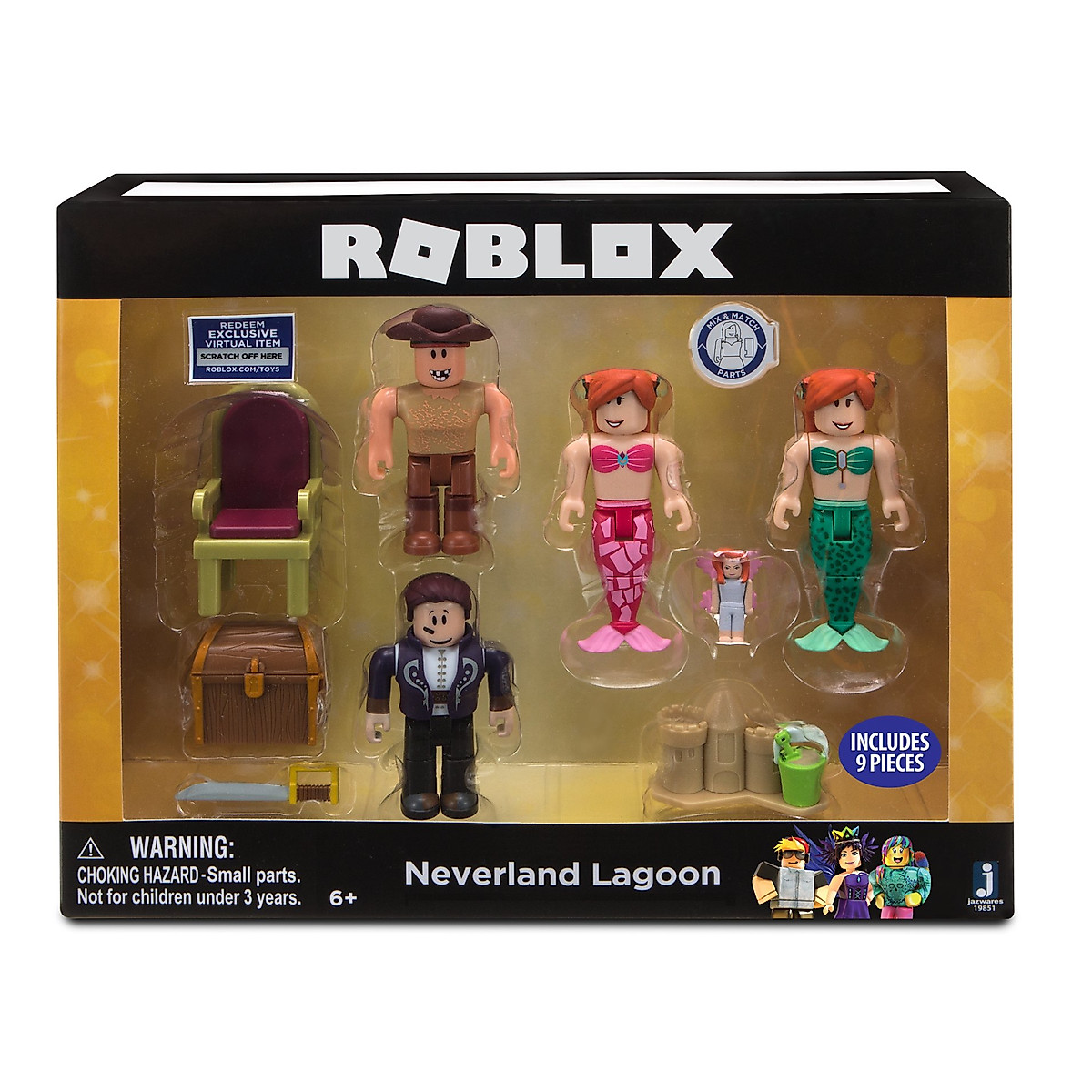 Roblox Celebrity Collection - Neverland Lagoon Four Figure Pack [Includes Exclusive Virtual Item]