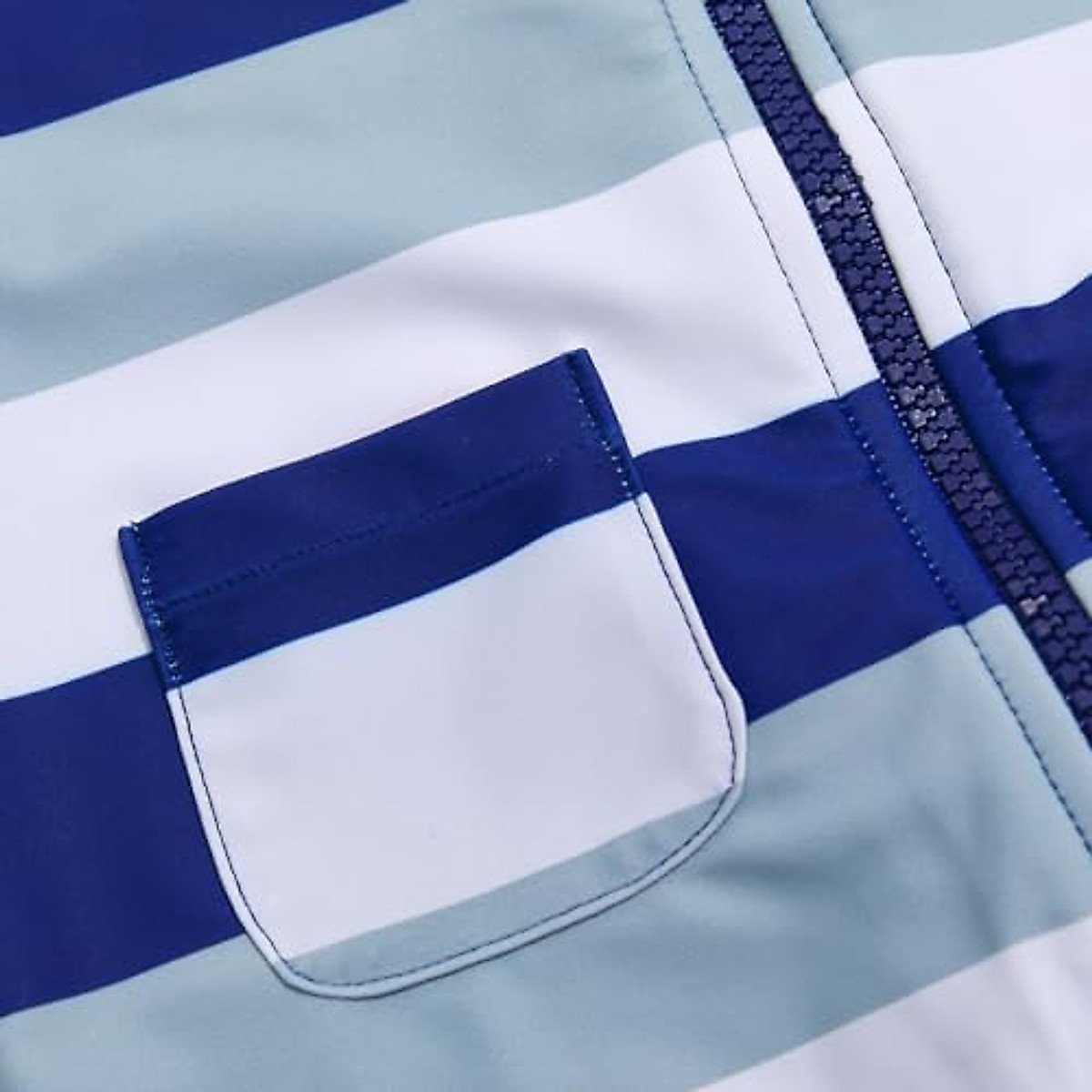 BONVERANO Baby Boy Swimsuit Full Front Zip Sunsuit UPF50+ One Piece Long Sleeve with Sun Protection(Blue and White,4T)