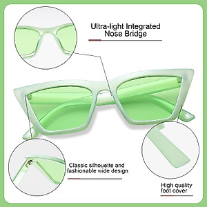 Przene Cateye Shaped Trendy Vintage Sunglasses for Women and Men UV400 Protection Square Frame Sun Glasses Green