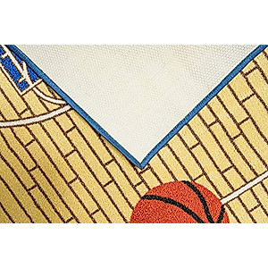 Furnish my Place 695 Basketball Blue Kid Play Area Rug for Bathroom, Playroom & Kindergarten Classroom, Basketball Court, Blue (3'3"x5')