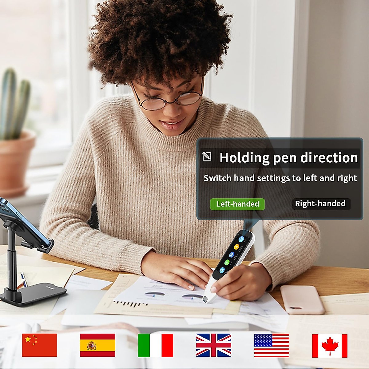 DOSMONO Document Scanners，OCR Text Reading Pen with 112 Languages Translator Device，Portable Real-time Translation Pen Scanner，Learning&Travel&Business Communicati，Text to Speech Device for Dyslexia