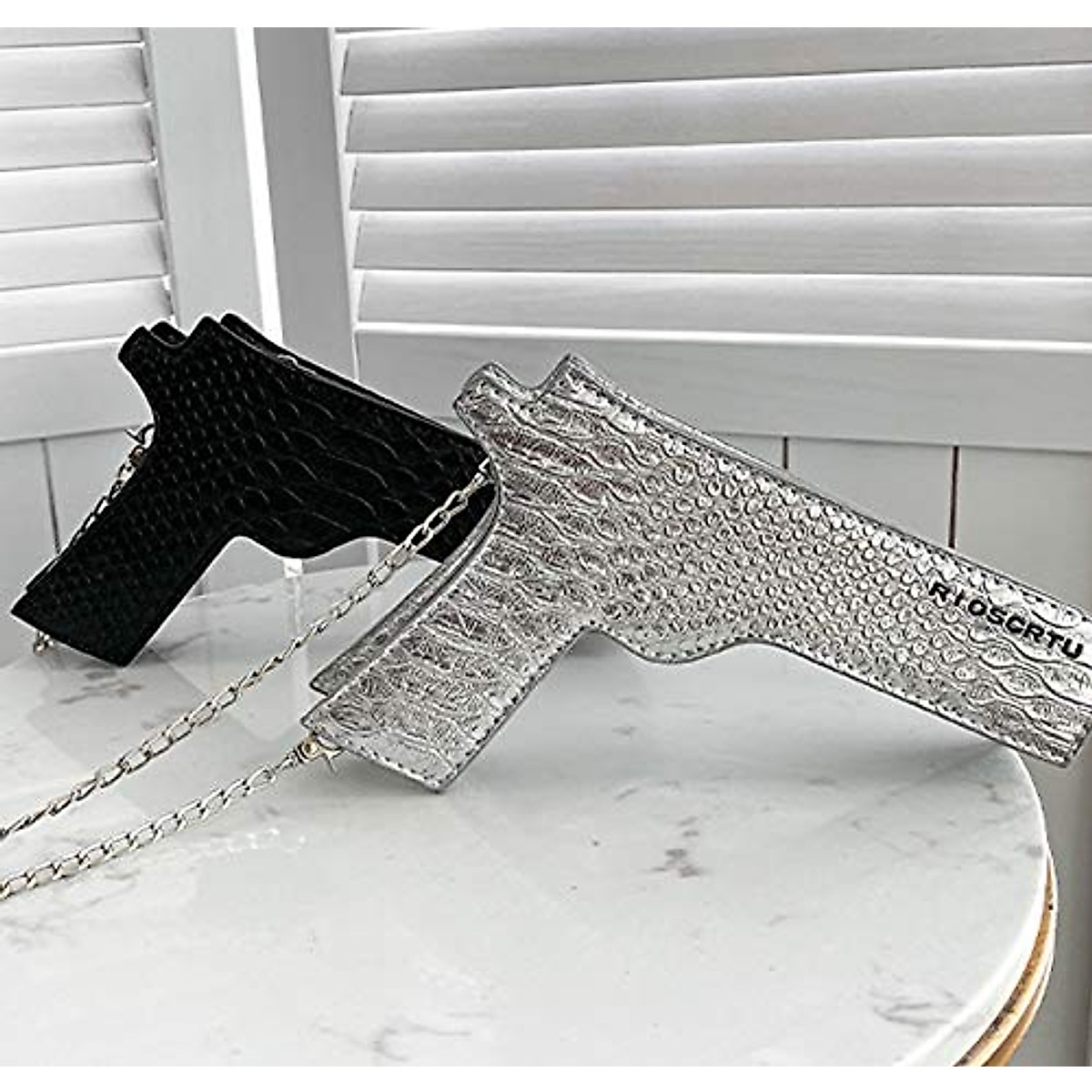 QZUnique Women Pistol Cartoon Messenger Handbag Purse Chain Shoulder Crossbody Handbags