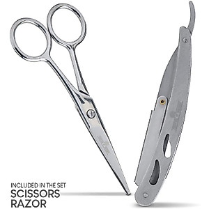 Beard Straightener Grooming Kit for Men, Beard Growth Kit, Beard Wash, Brush & Comb, Unscented Growth Oil, All Natural Chanel Balm, Conditioner, Razor & Scissors, Great Gift Idea for Men's (Bamboo)