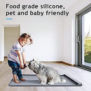 AECHY Dog Mat for Food and Water, Silicone Dog Food Mat with Pocket for Catches Spill and Residue, Multiple Sizes, Colors Dog Feeding Mat, Non Slip Cat Dog Water Bowl Mat with High Edges Cat Food Mat