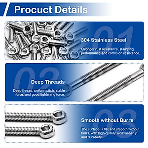 MroMax M8x70mm Machinery Shoulder Swing Lifting Eye Bolt 304 Stainless Steel Metric Thread Silver 2pcs