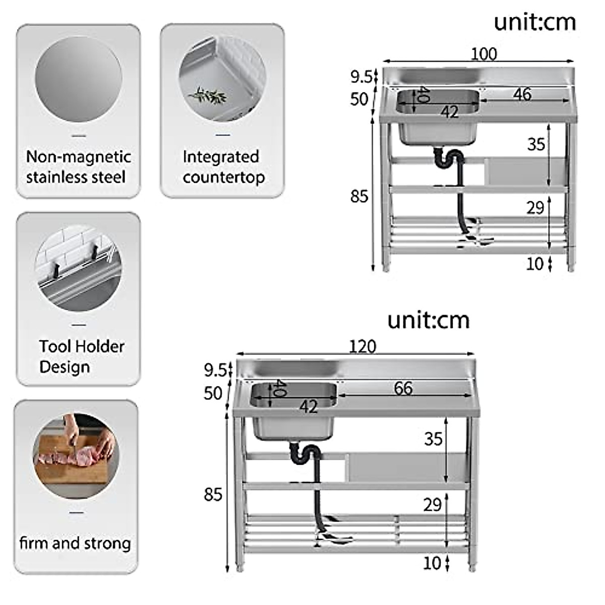 Stainless Steel Restaurant Sink - Durable & Portable Utility