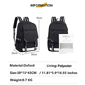 TPSTBAY Anime Character Kujo Jotaro Printing Oxford Backpack With USB Charging Port, Casual Laptop Daypack (5)