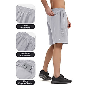 HIFEOS Mens Athletic Shorts -Running, Tennis Gym Workout Shorts for Men 5"/7"/9"- Comfort, Lightweight, 3 Zippered Pockets