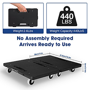 okkoCoin Furniture Dolly, Moving Dolly Furniture Mover 4 Wheels Heavy Duty Small Flat Dolly Cart Portable Dollies with Wheels 2 Pack,16.3 x 11.4 inch 500 Lbs Capacity Each Count, Black