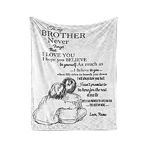 Launchigo Customized to My Brother Blanket Soft Sherpa Throw Blanket for Christmas, Birthday, Graduation, Thanksgiving & Christmas Gift. (to My Brother-from Brother 04, 30"X40") Baby Blanket.