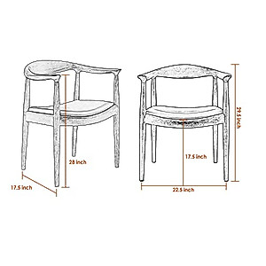 Forsho Kennedy Armchair Upholstered Dining Chair, Presidential Mid-Century Modern Accent Chair in Black