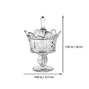 DOITOOL Crystal Glass Candy Dish With Lid Crown Candy Jar Decorative Candy Bowl Crystal Covered Cookie Jar for Home Office Desk