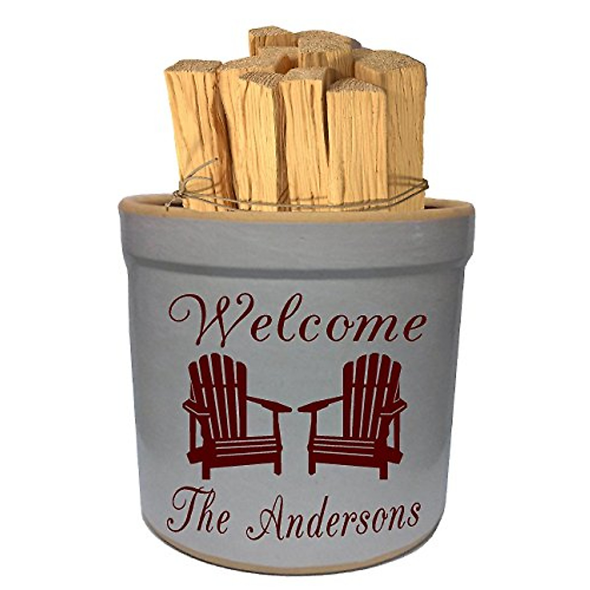 2 Gallon Personalized Stoneware Crock - Adirondack Welcome